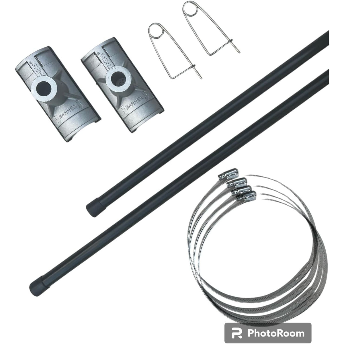 24" Outdoor Banner Pole Display Set - Fiberglass Poles, Aluminum Mount ...