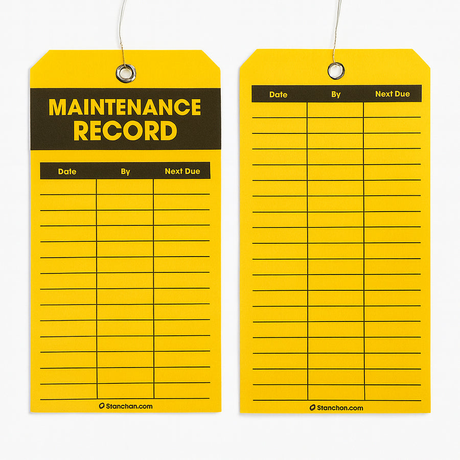 50-Pack Large Yellow Maintenance Record Tags – Double-Sided with Wire ...