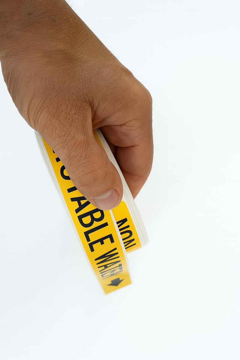 25-Pack Non-Potable Water Pipe Labels, ASME A13.1 Compliant, 1" x 9.5 ...